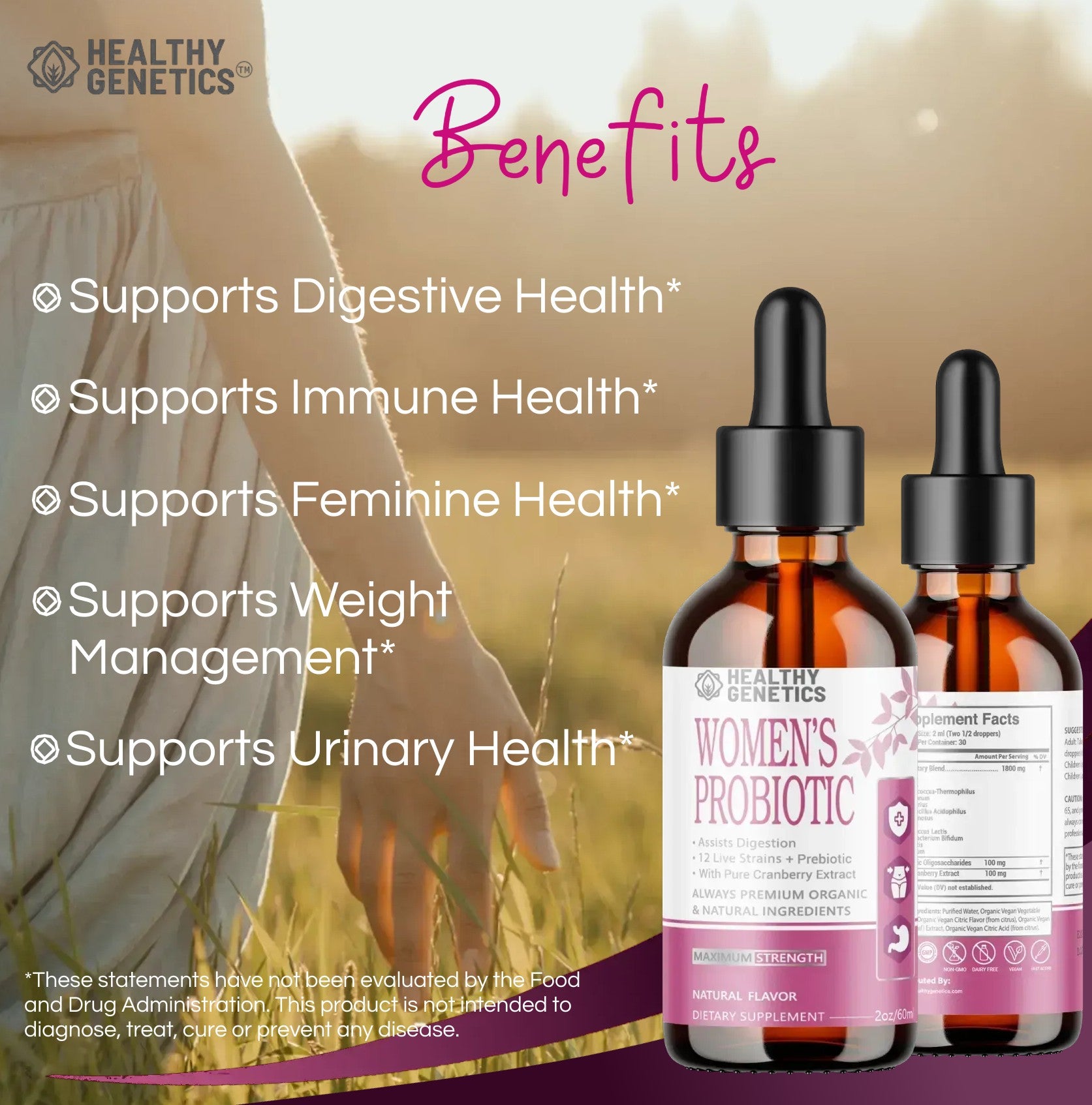 Liquid Probiotics for Women | Prebiotic + Cranberry + Probiotics for D ...