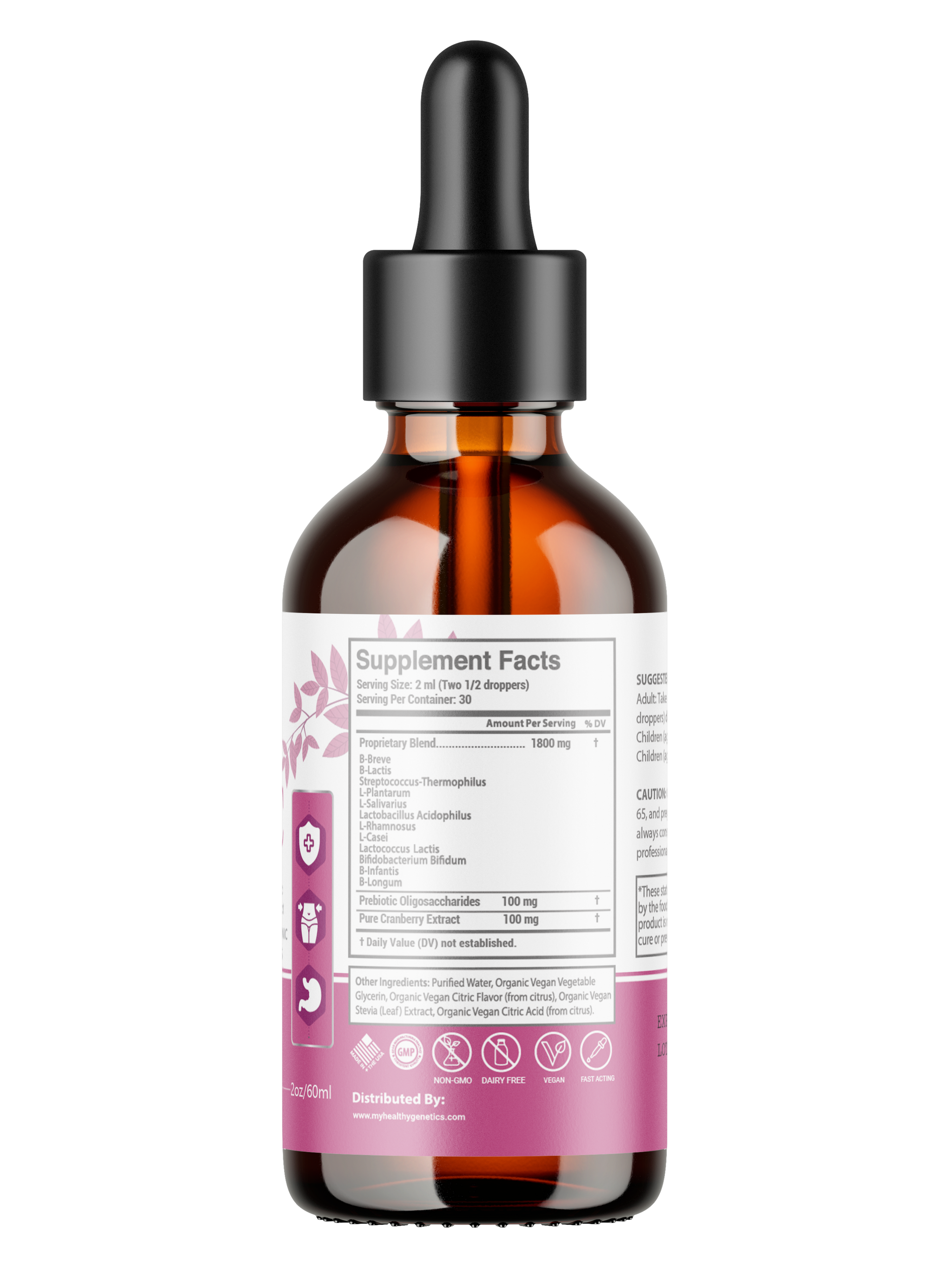 Liquid Probiotics for Women | Prebiotic + Cranberry + Probiotics for D ...