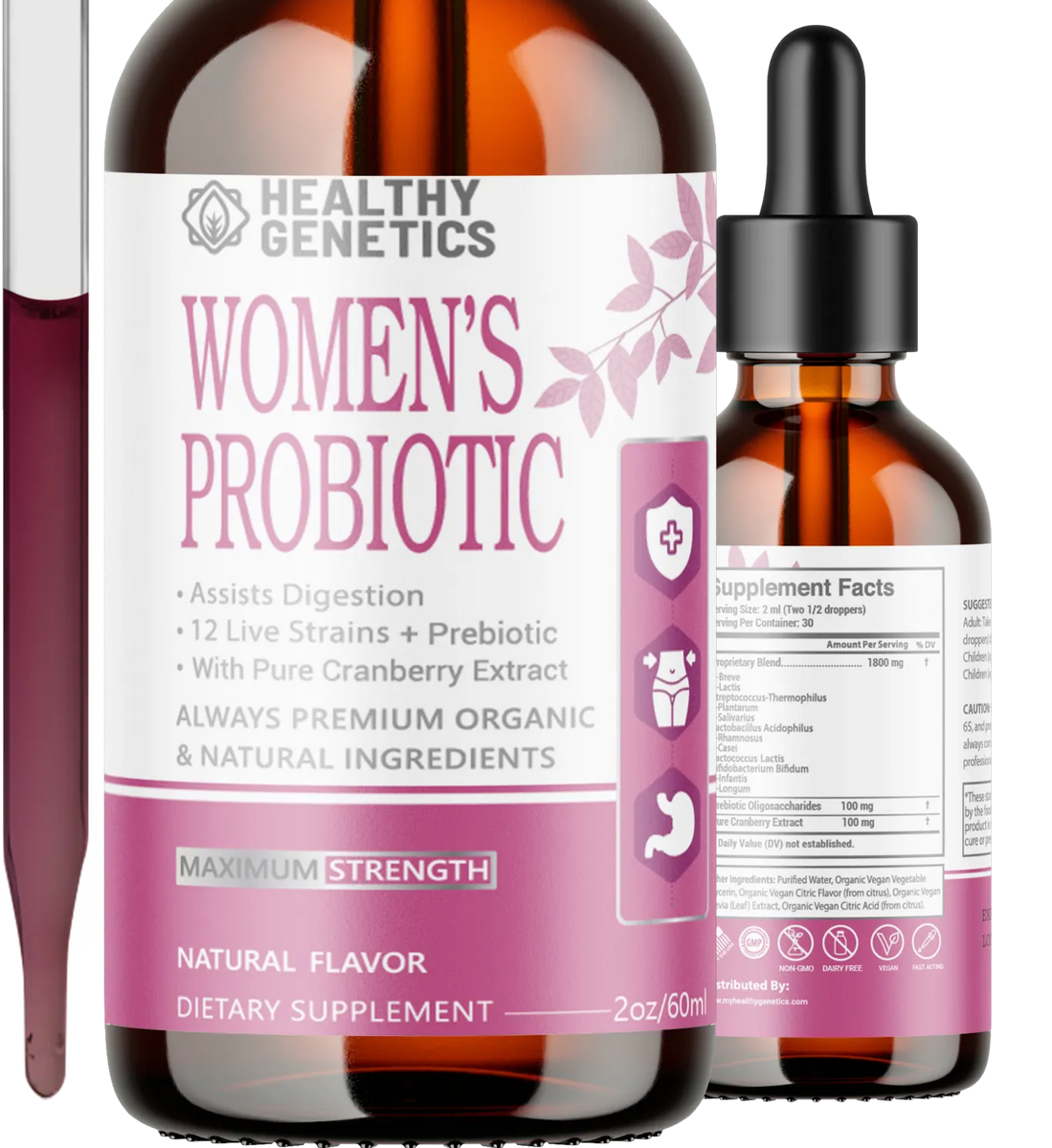 Liquid Probiotics for Women | Prebiotic + Cranberry + Probiotics for D ...